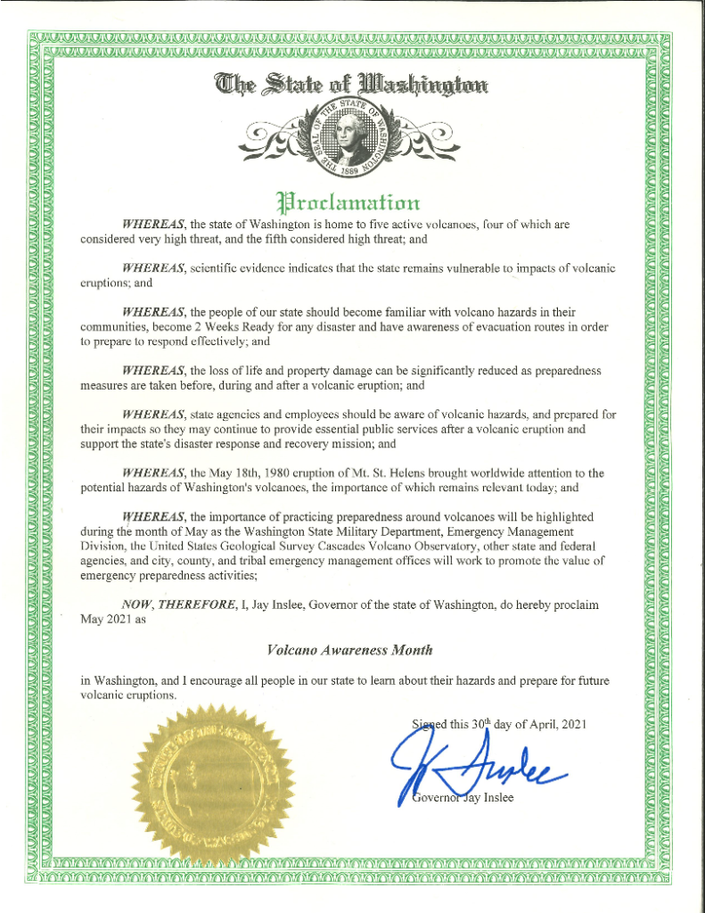 May - Volcano Awareness Month in Washington State