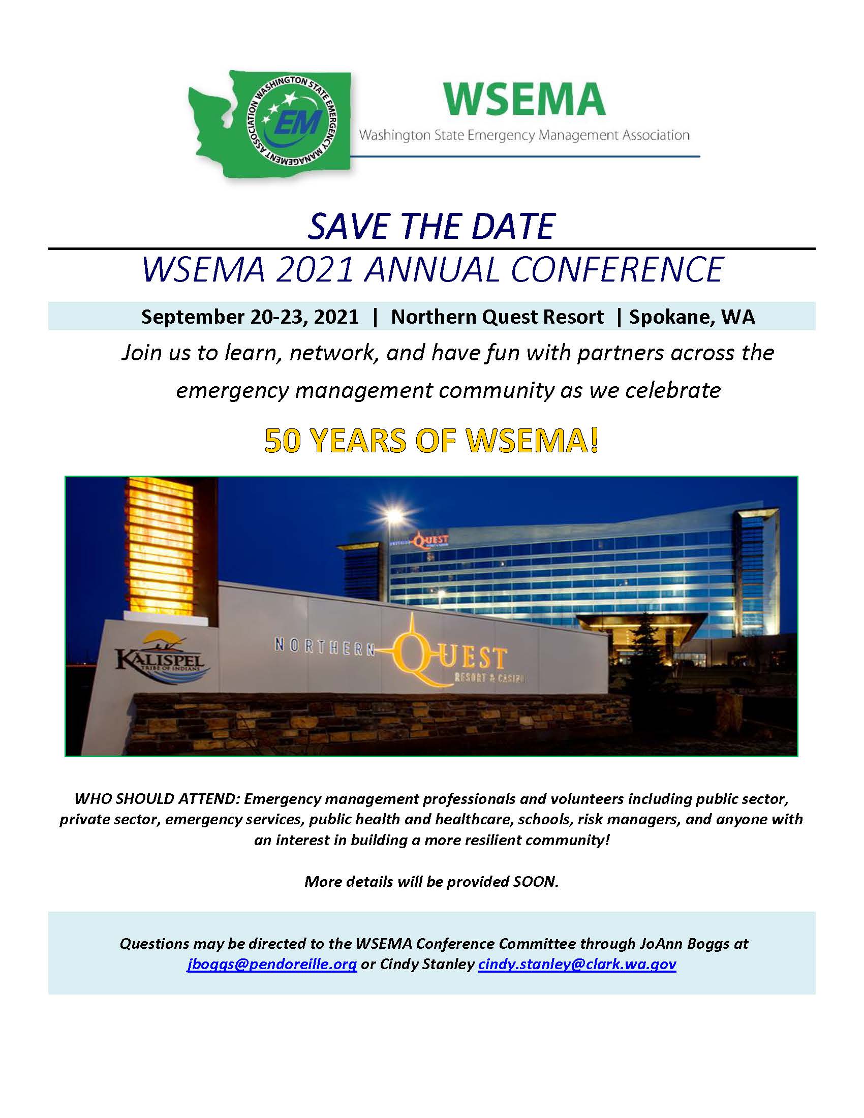 WSEMA 2021 Conference - Center of Excellence for Homeland Security ...